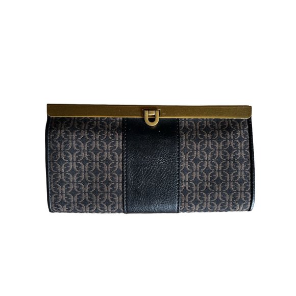 Fossil | Bags | Fossil Kayla Frame Clutch Brownblack | Poshmark